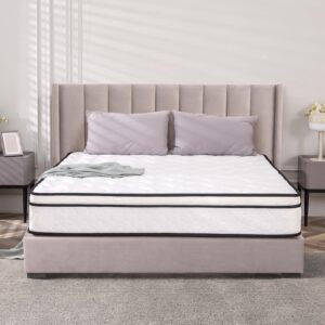 queen mattress, 10 inch queen size mattress hybrid in a box, bonnell coil queen size mattress medium soft feel with high density foam for pressure relief