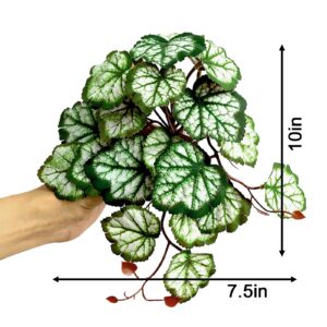 Woyrise Reptile Plants, Terrarium Hanging Plants Vines for Reptile Tank, Amphibian Habitat Leaves Decor with Suction Cups for Bearded Dragon Lizard Snake Gecko Frog Hermit Crab - 2Pack Green Heuchera