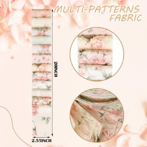 Ganeen 100 Pcs Cotton Fabric Patchwork Quilting Strips 2.56 Inch Precut Patchwork Roll Japanese Style Cotton Fabric Quilting Fabric Strips Craft for DIY Craft Sewing (Rose)