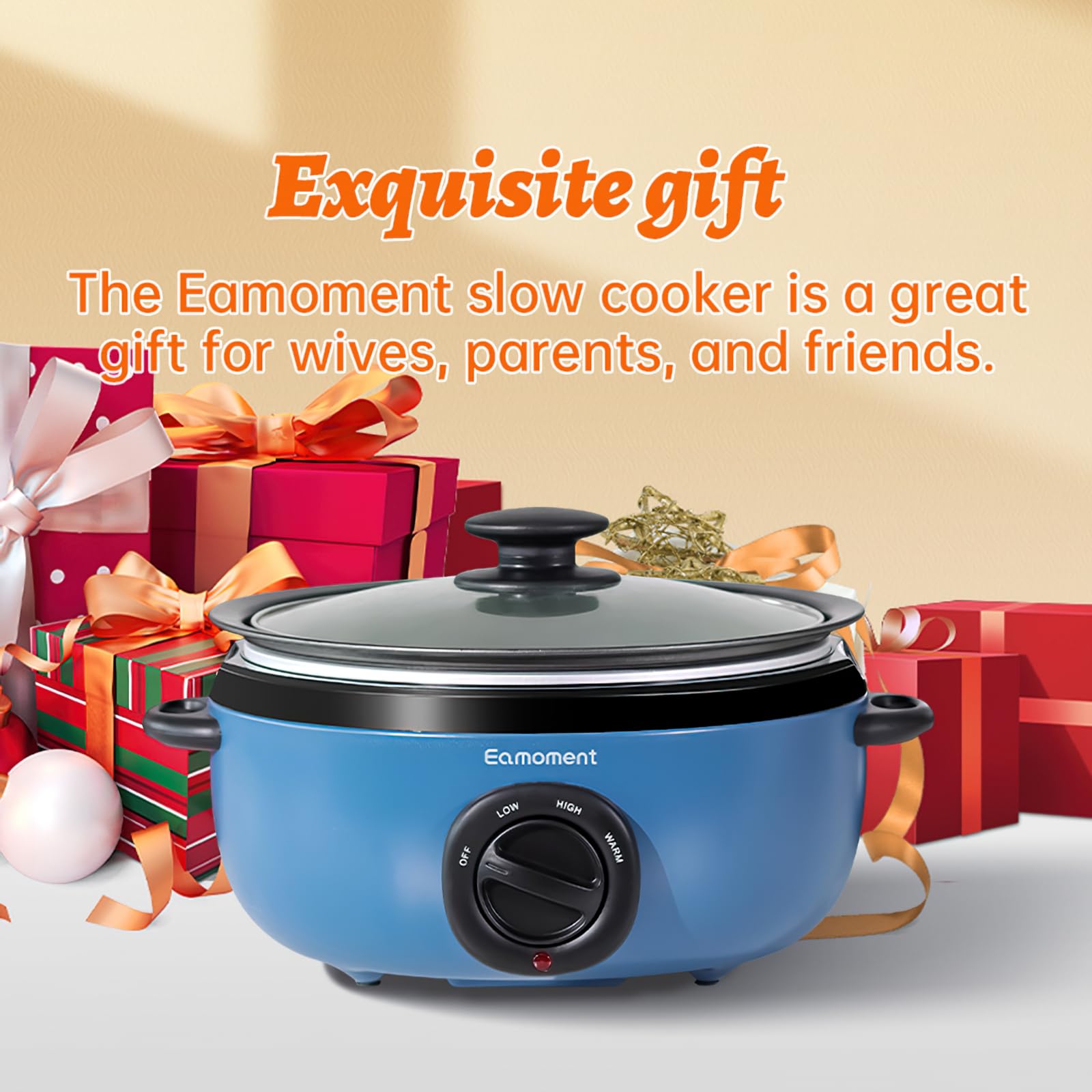 3.5 Quart Slow Cooker Blue Uniform Heating,Non Stick Pot,Aluminum, Makes Your Food More Delicious.Suitable as a Gift for Wives,Parents,and Friends