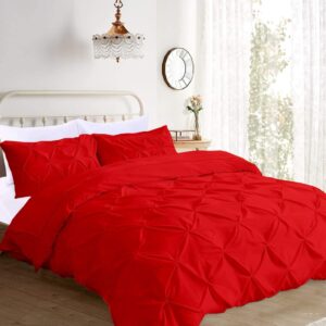 oversized king size pinch pleated duvet cover set red 600 tc zipper closure egyptian cotton 1 piece duvet cover pintuck beddding sets