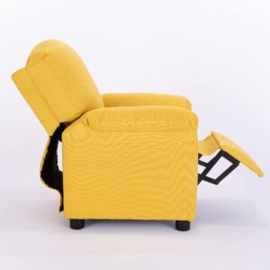 Q-Max Sofa Chair with Pillow Top Armrest and Footrest, Yellow Finish Children Recliner