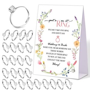 boho wildflowers don't say bride or wedding game, put a ring on it bridal shower game with 50 fake rings, bridal shower decorations, wedding shower or bachelorette party supplies - 11