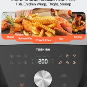 Toshiba 7.7QT Air Fryer, Family-Size for Quick and Easy Meals, 12 Preset Menus and Menu-IQ Function, 1°F Precision, 90% less fat, Double-sided Handles Easy Carrying