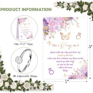 Butterfly Don't say Bride or Wedding Game, Put a Ring on It Bridal Shower Game with 50 Fake Rings, Bridal Shower Decorations, Wedding Shower or Bachelorette Party Supplies - 10