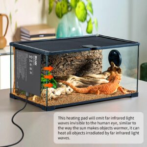 ERAARK Reptile Heating Pad 8" X 18" with Temperature Adjustable Controller Knob, 24W Terrarium Heating Mat for Reptiles Amphibians Hermit Crab Snake Lizard Turtles Lizards (8"X 18" with Adjust Knob)