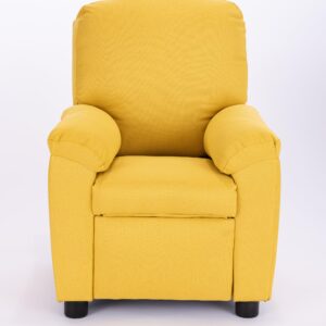 Q-Max Sofa Chair with Pillow Top Armrest and Footrest, Yellow Finish Children Recliner