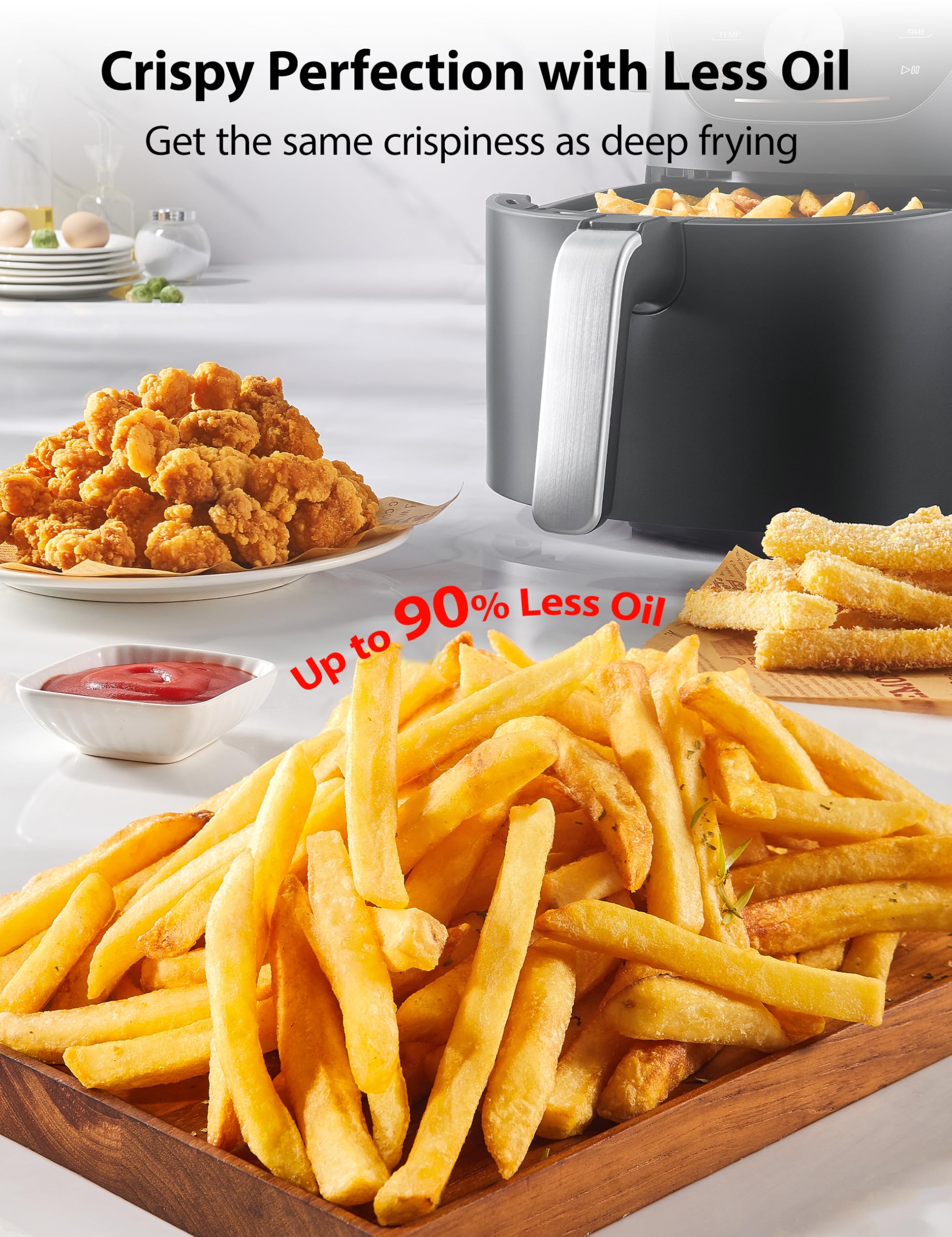 Toshiba 7.7QT Air Fryer, Family-Size for Quick and Easy Meals, 12 Preset Menus and Menu-IQ Function, 1°F Precision, 90% less fat, Double-sided Handles Easy Carrying