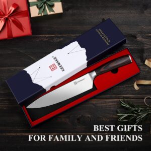 KEEMAKE Chef Knife 8 inch - Sharp Kitchen Knife High Carbon Stainless Steel Blade, Gyuto Knife Ergonomic Wood Handle, Professional Chef’s Knife for Home Kitchen and restaurant