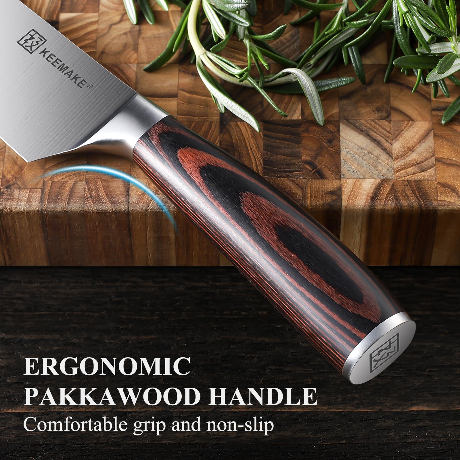 KEEMAKE Chef Knife 8 inch - Sharp Kitchen Knife High Carbon Stainless Steel Blade, Gyuto Knife Ergonomic Wood Handle, Professional Chef’s Knife for Home Kitchen and restaurant