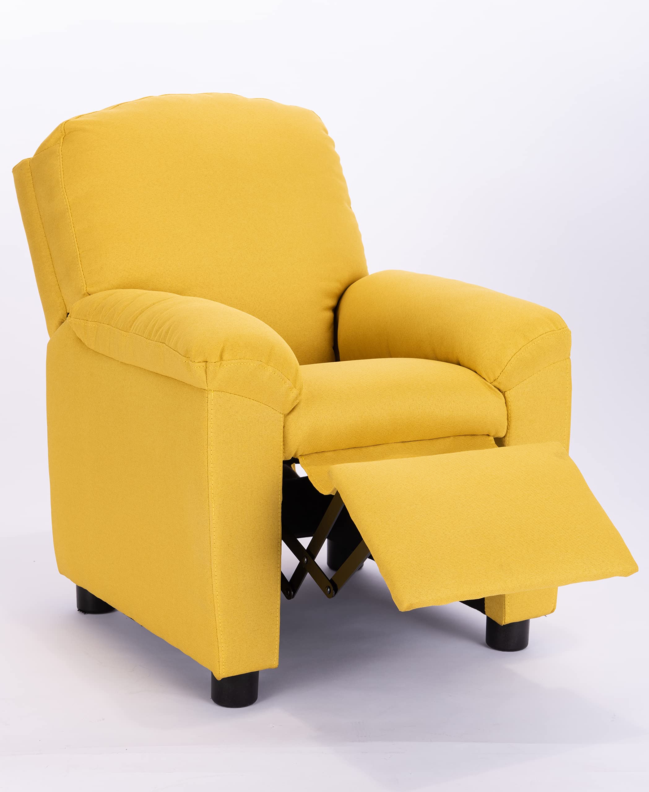 Q-Max Sofa Chair with Pillow Top Armrest and Footrest, Yellow Finish Children Recliner