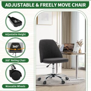 Armless Desk Chair with Comfortable Fabric Cover,Modern Home Office Chairs with Swivel Wheels for Computer Task Chairs Cute Vanity Chairs Adjustable Height for Living Room,Bed Room,Conference Office