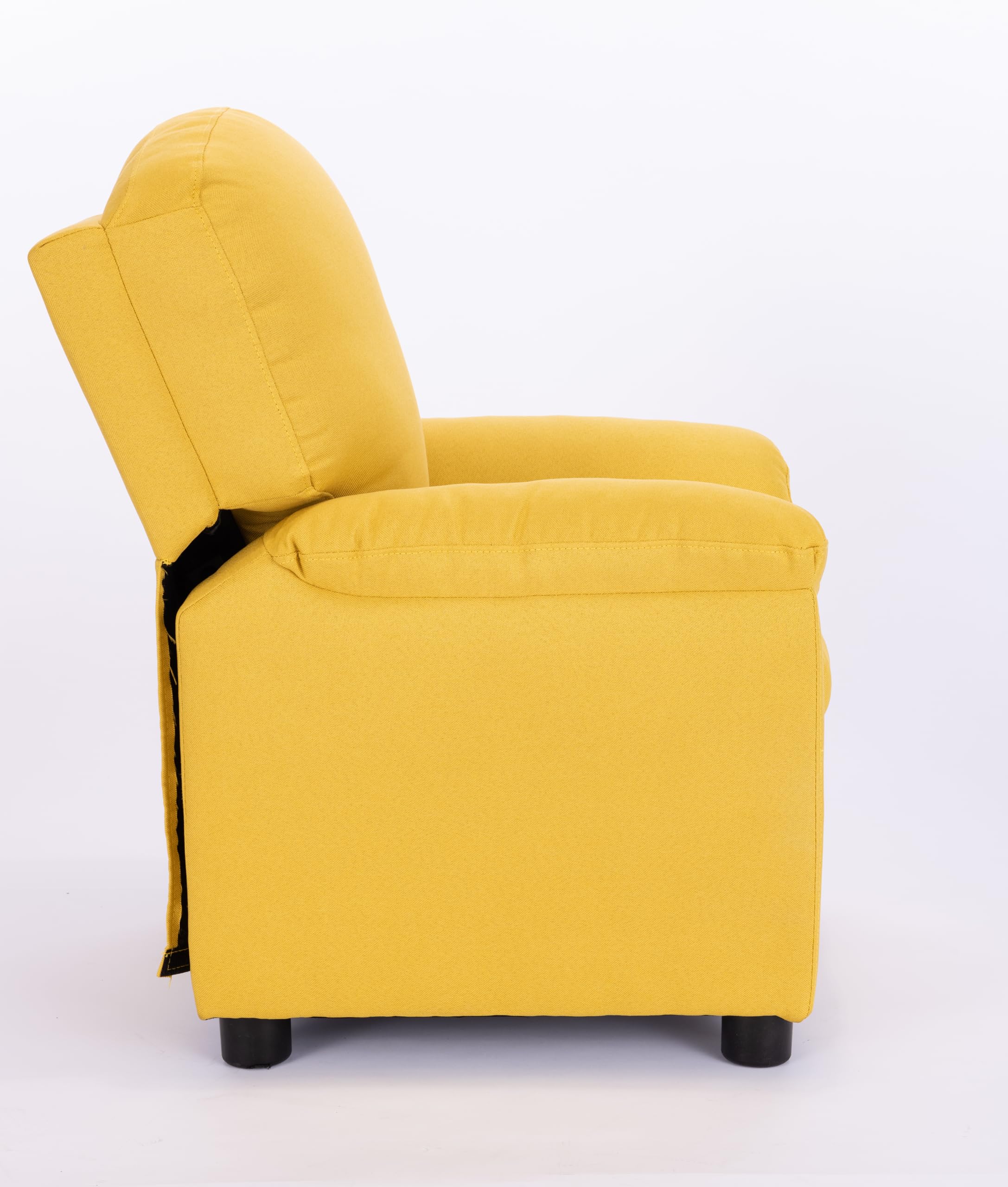 Q-Max Sofa Chair with Pillow Top Armrest and Footrest, Yellow Finish Children Recliner