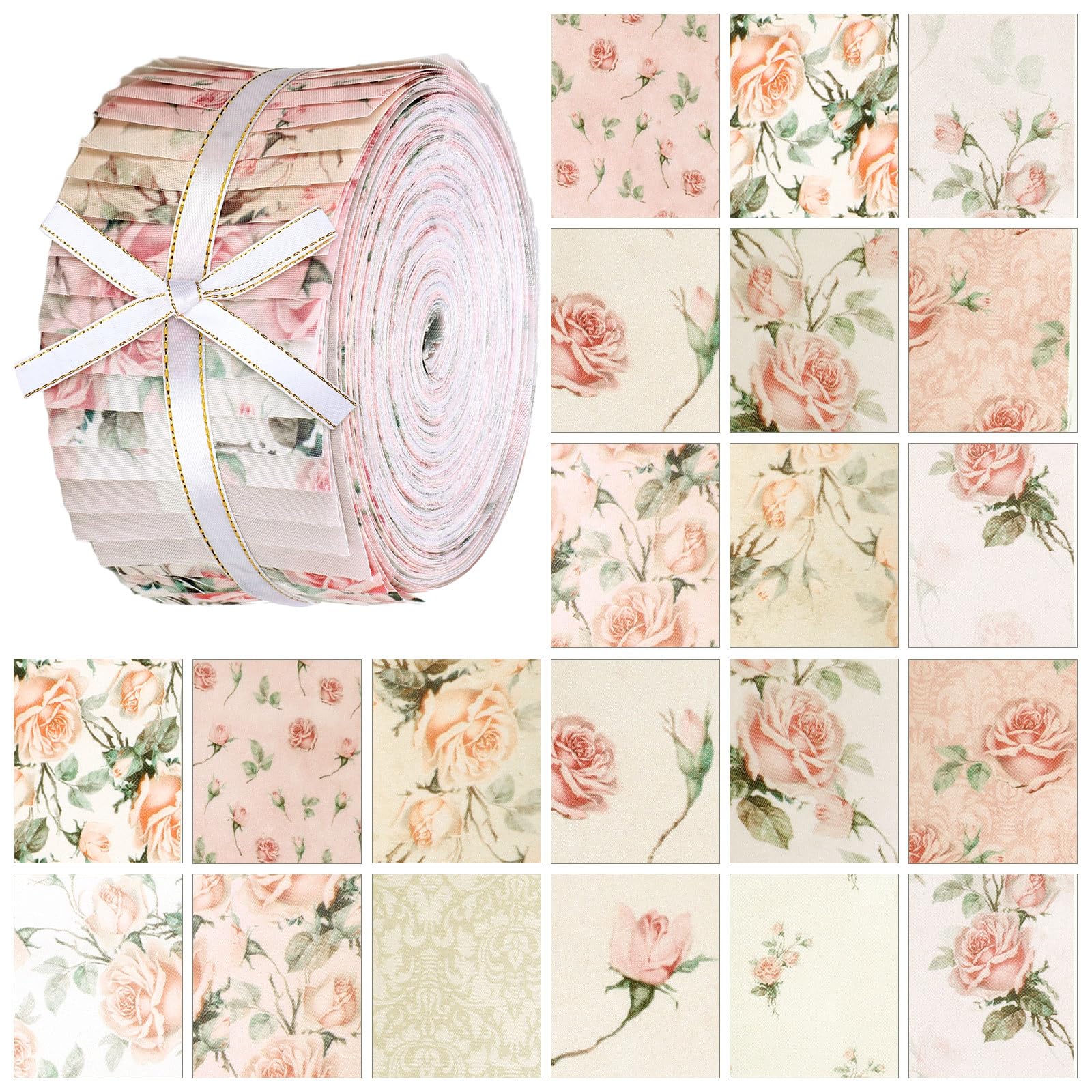 Ganeen 100 Pcs Cotton Fabric Patchwork Quilting Strips 2.56 Inch Precut Patchwork Roll Japanese Style Cotton Fabric Quilting Fabric Strips Craft for DIY Craft Sewing (Rose)