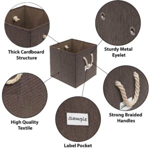 Simple Houseware 4 Pack Cube Storage Bin With Braided Handles, Brown