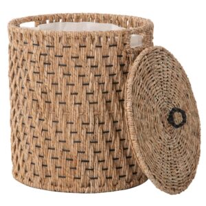 Round Sea Grass Laundry Basket with Removable Liner and Lid with Handle - Handwoven Seagrass in Coastal, Natural Decor Style - Seagrass Storage Bin for Your Home - 18 in. height - from Kouboo