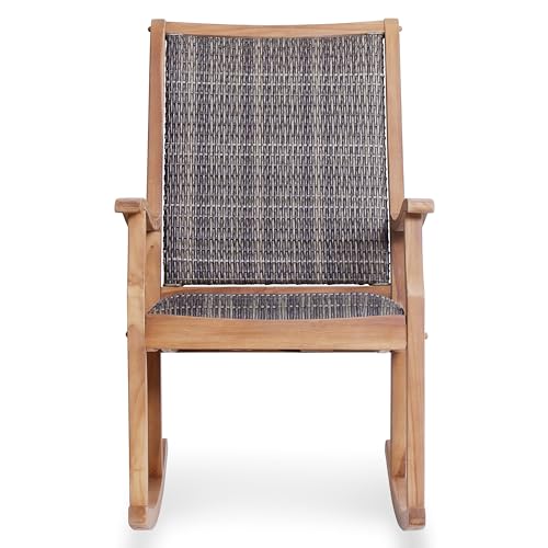 Cambridge Casual Auburn Upholstered Teak Wood Porch Rocking Chair