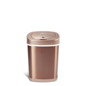 3.9 gal. stainless steel motion sensor trash can rose gold oval plastic fingerprint proof quiet close