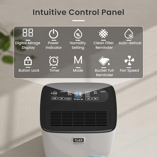 Yaufey 80 Pints Energy Star Dehumidifier for Home, Basement and Large Room up to 5000 Sq. Ft., with Drain Hose, Timer, Intelligent Humidity Control and Large Water Tank