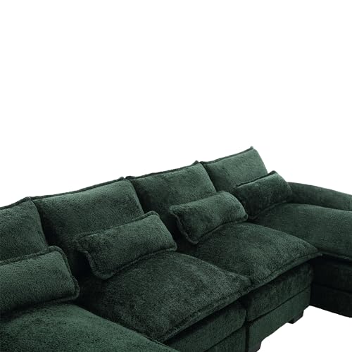 U-Shaped Cushions Deep Seat Sectional Sofa Couch w/Double Chaise (Left & Right) and 4 Lumbar Pillows,110.6" Corner Symmetrical Overstuffed Comfy Sofa&Couch for Home Office Apartment Living Room Sets