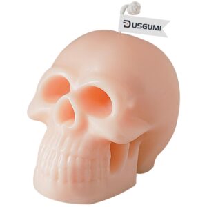 dusgumi pink skull shaped design holiday decor, handmade unique gift candles, room decorative for party.gothic home decor -goth room decor