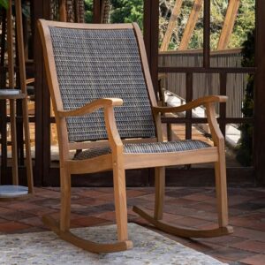 Cambridge Casual Auburn Upholstered Teak Wood Porch Rocking Chair