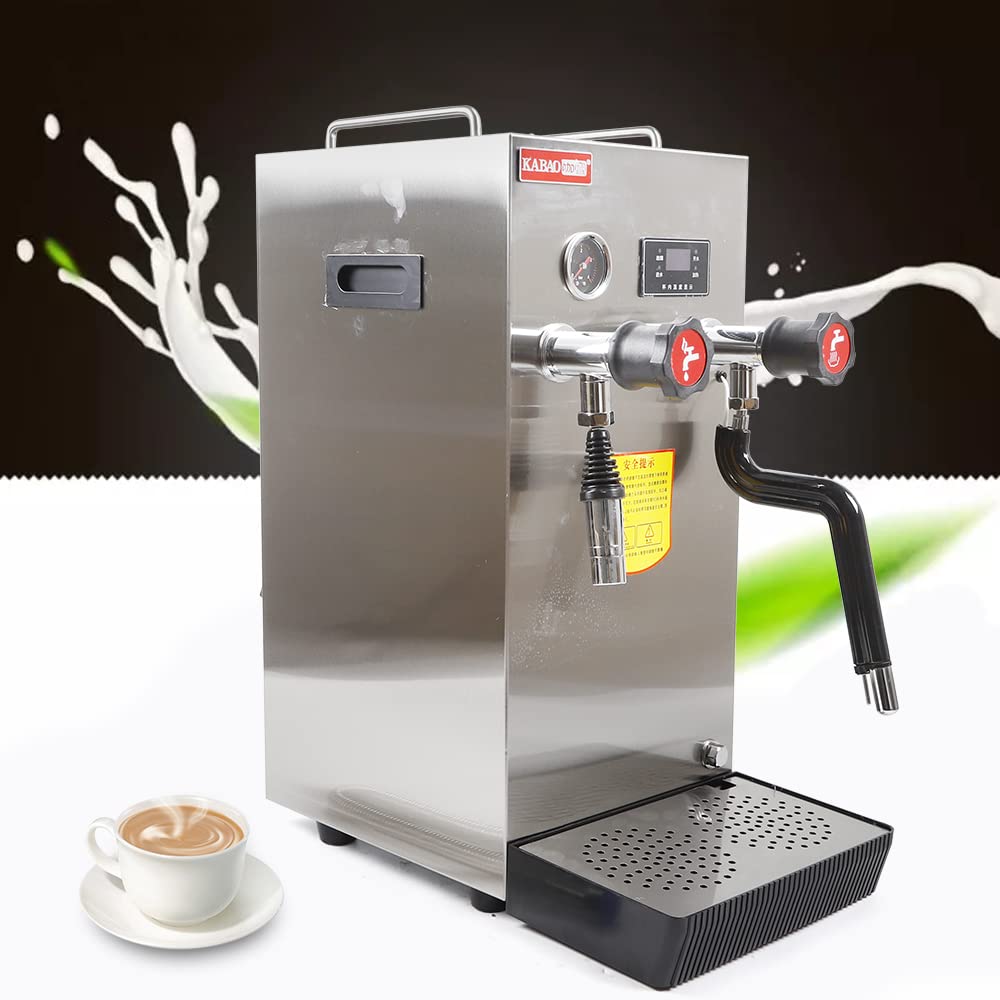 RIQUIPAI 2500W Professional Espresso Coffee Machine, 2.1Gal Steam Water Boiling Machine, LED Display 360° Water Valve Coffee Machine for Tea Restaurant Equipment