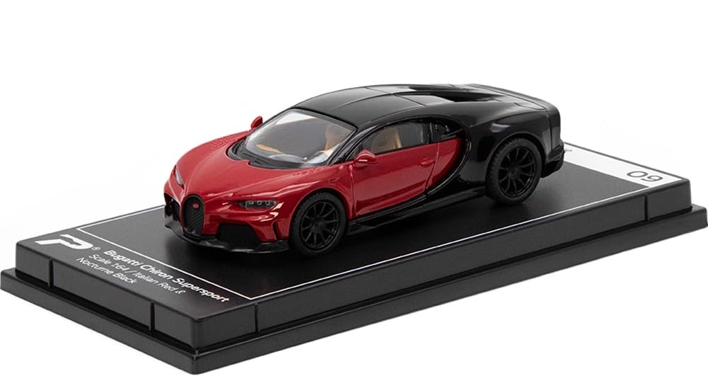 PosterCars 1:64 Scale Bugatti Chiron Supersport Italian Red & Nocturne Black Hypercar League Collection No.9