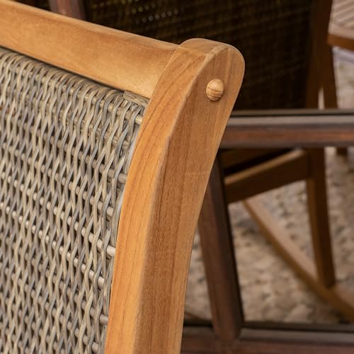 Cambridge Casual Auburn Upholstered Teak Wood Porch Rocking Chair