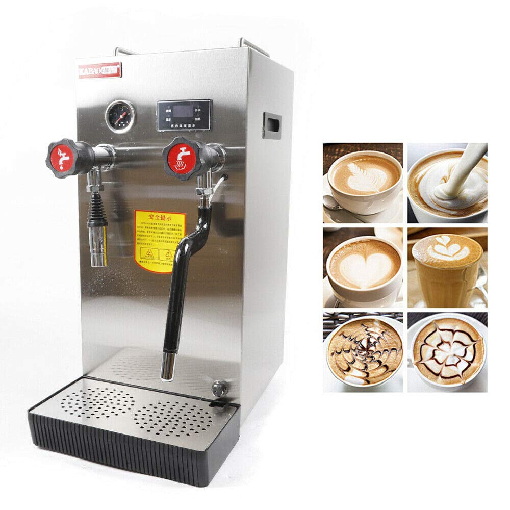 RIQUIPAI 2500W Professional Espresso Coffee Machine, 2.1Gal Steam Water Boiling Machine, LED Display 360° Water Valve Coffee Machine for Tea Restaurant Equipment