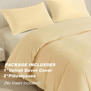 MH MYLUNE HOME Velvet Duvet Cover King Size, 3Pcs Luxury Flannel Duvet Cover Set with 2 Pillowcases Ultra Soft Breathable Cozy Comforter Cover Set with Zipper Closure & 8 Upgrade Snap Corner Ties