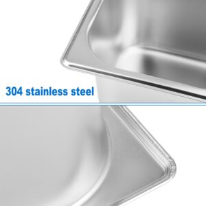 5 PCS 1/6 Size, 4 Inch Deep Stainless Steel Steam Table Pans, Anti-Jamming Steam Pan, Hotel and Restaurant Catering Food Pans by GENHAKON