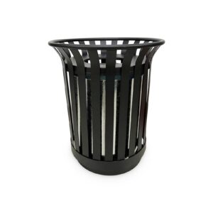 anxeit outdoor metal slatted trash receptacle,waste receptacle，commercial trash cans,zone round garbage bin,square hotel street patio indoor metal stan (large - black)