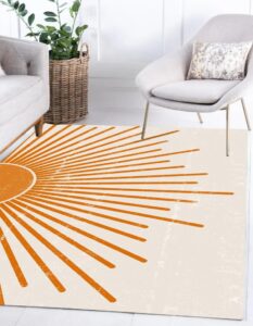 boho chic sun pattern washable faux wool area rug 8x10 beige sunset red minimalist modern rug for livingroom bedroom dining office indoor kitchen bath floor carpet