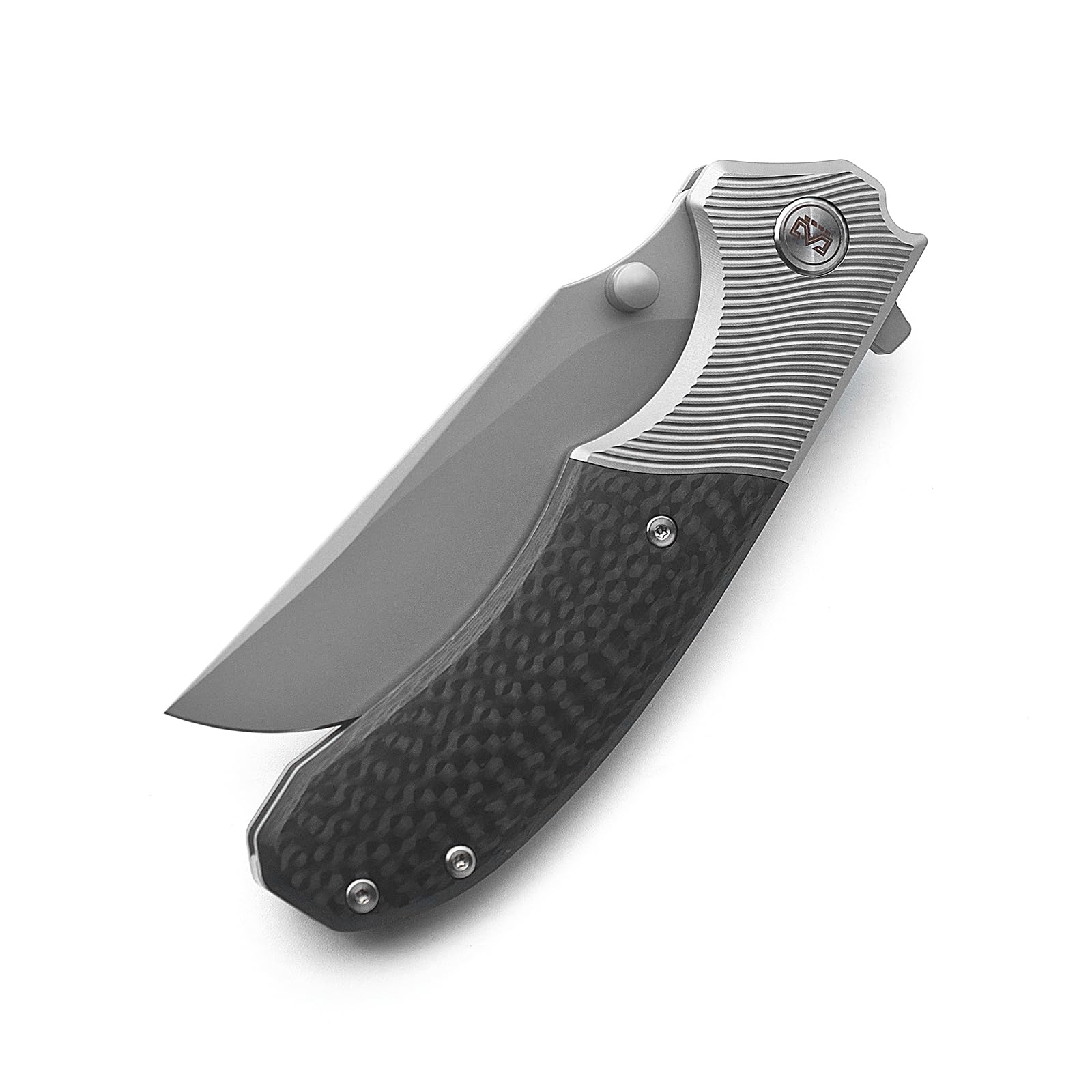 Miguron Knives M Centurion Flipper Folding Knife 3.5" S90V Blade Titanium And Black Carbon Fiber Handle Camping Hiking Pocket Knife MGR-609CBK