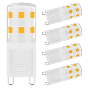 snbihibe g9 led bulbs 2w,2watt light bulb 25w halogen equivalent 250lm,120v mini t4 g9 base 3000k warm white,no flicker, for bathroom, vanity, ceiling lamp, home lighting,5 pcs