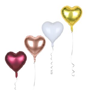 Guzon 20PCS Burgundy Rose Gold Heart Balloons White Mylar Balloons Gold Foil Balloons For Women Girls Wedding Engagement Bridal Shower Birthday Party Decoration