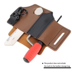 ECSiNG Leather Belt Sheath with Key Holder & Pens Clip & Flashlight Holster Multitool EDC Pocket Organizer Sheath Pouch for Men Brown