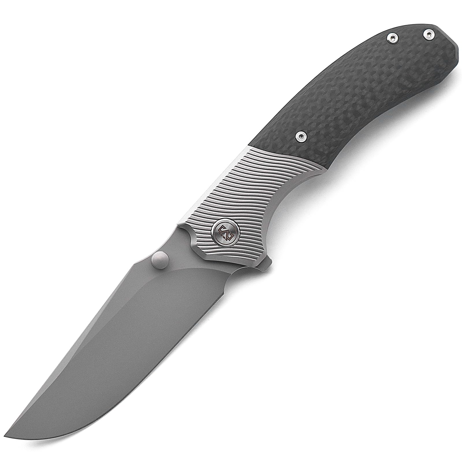 Miguron Knives M Centurion Flipper Folding Knife 3.5" S90V Blade Titanium And Black Carbon Fiber Handle Camping Hiking Pocket Knife MGR-609CBK