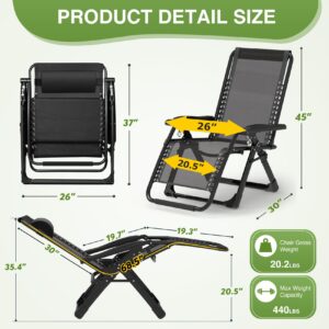 Suteck Zero Gravity Chair, Reclining Camping Lounge Chair w/Removable Cushion, Upgraded Lock and Cup Holder, Reclining Patio Chairs Folding Recliner for Indoor and Outdoor