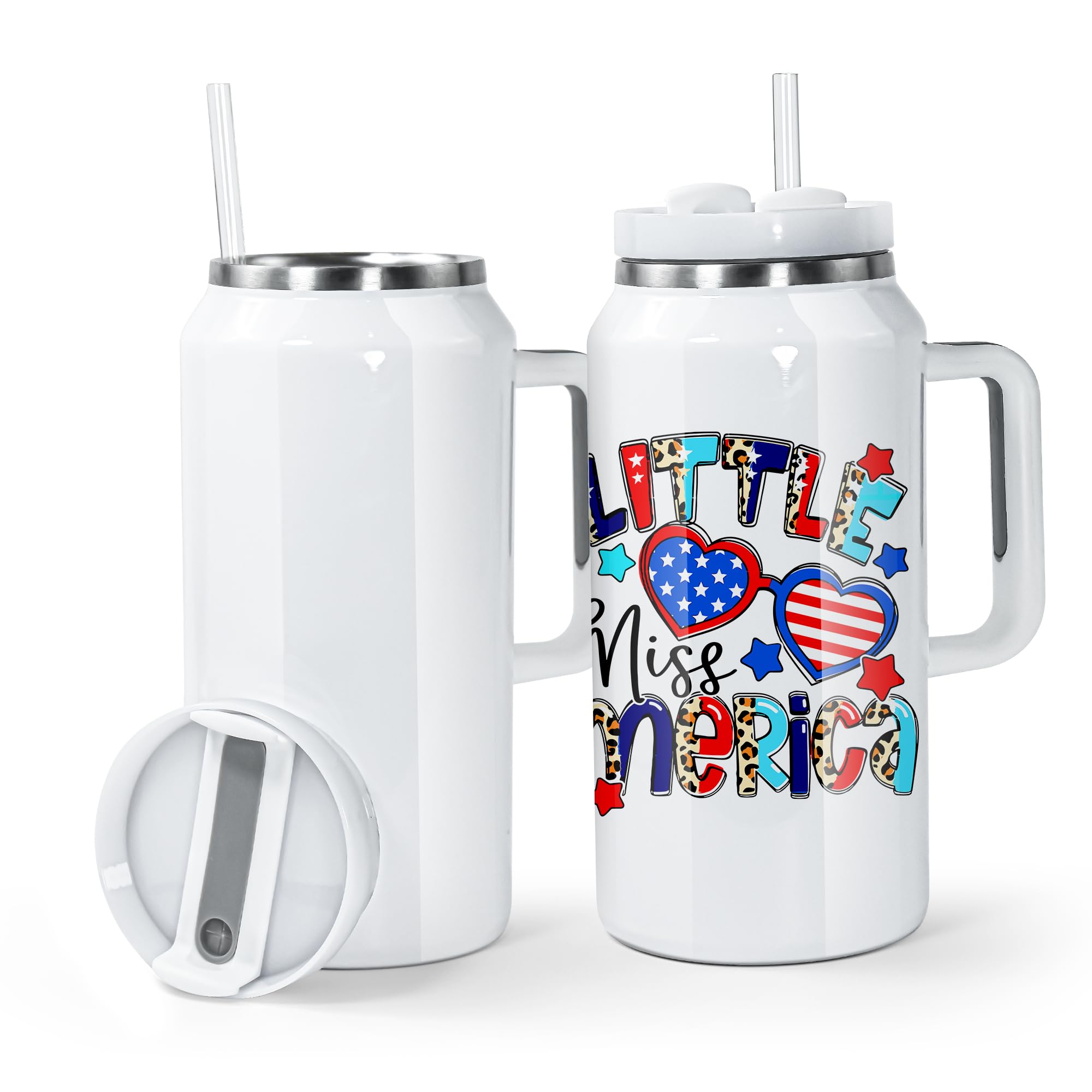 AGH 60 oz Sublimation Tumbler with Handle and Straw 2 Pack Reusable Insulated Travel Mugs,Stainless Steel Vacuum Insulated Mug,Keeps Ice Cold for 24 Hours,Dishwasher Safe