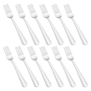 mjiya dinner forks silverware set, dominion heavy duty forks, stainless steel salad forks multipurpose use for home, kitchen or restaurant (m (12pcs)) (7 inch 12 pack)