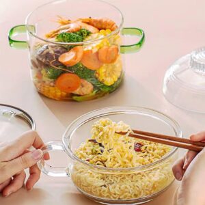 Clear Cooking Pots 1.5L(50oz) High Borosilicate Cooking Pot,Glass Cooking Pots for Stove Top Glass Saucepan,Glass Pot With Lid for Noodle,Soup,Milk,Tea