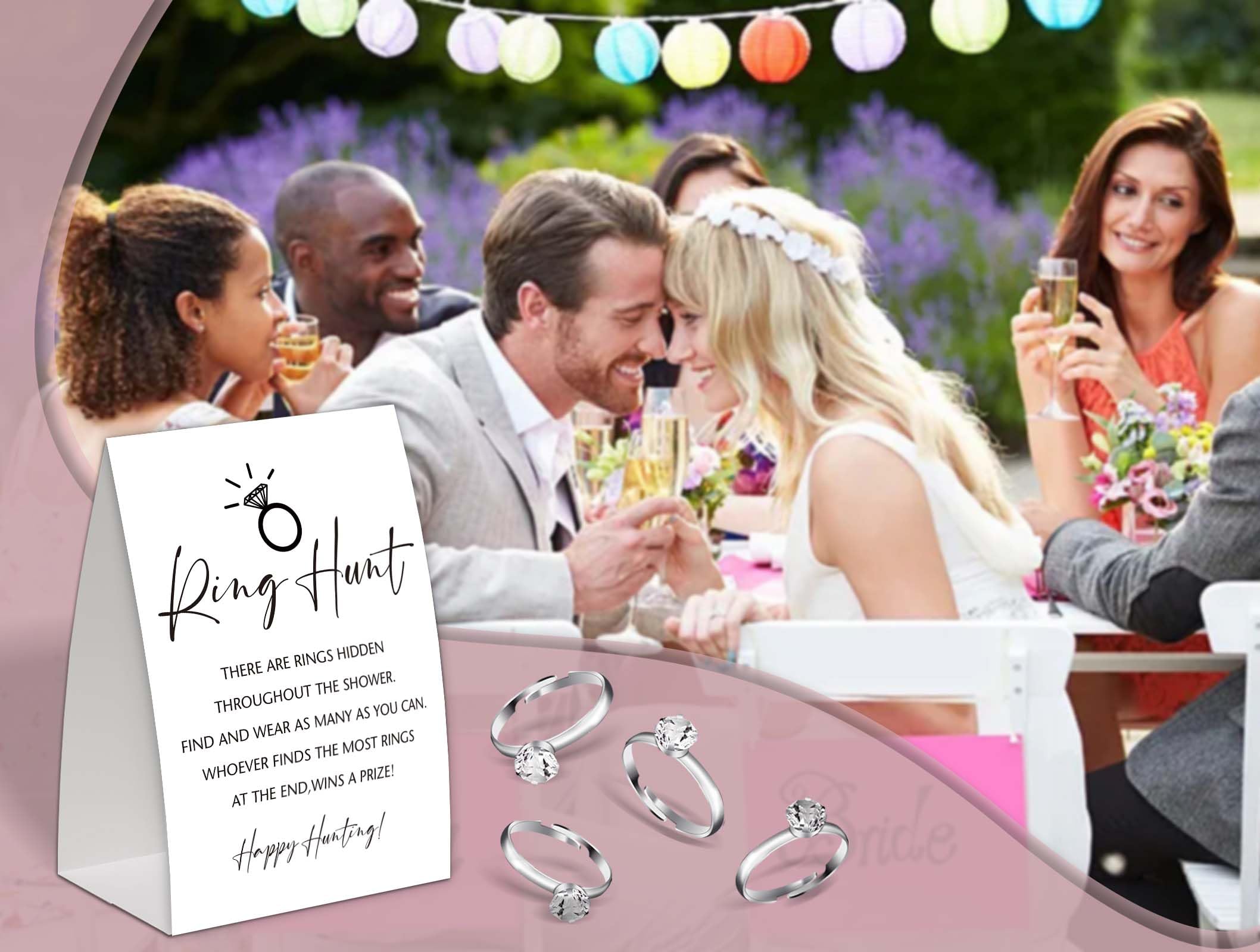 Bridal Shower Games Ring Hunt,Minimalist Bridal Shower Decorations,Popular Bridal Shower Game,Engagement Party Games,Bridal Shower Favors,Plastic Rings for Bridal Shower Game(J5)