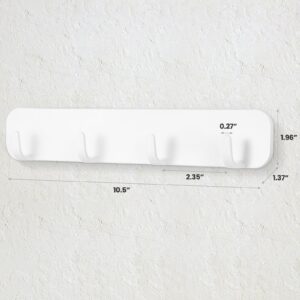 Lucundm Key Holder for Wall, Self Adhesive Plastic Key Rack Wall Mount, 4 Hooks Versatile Organizer for Home Office Decor, 10.5”L x 1.37”W x 1.96”H