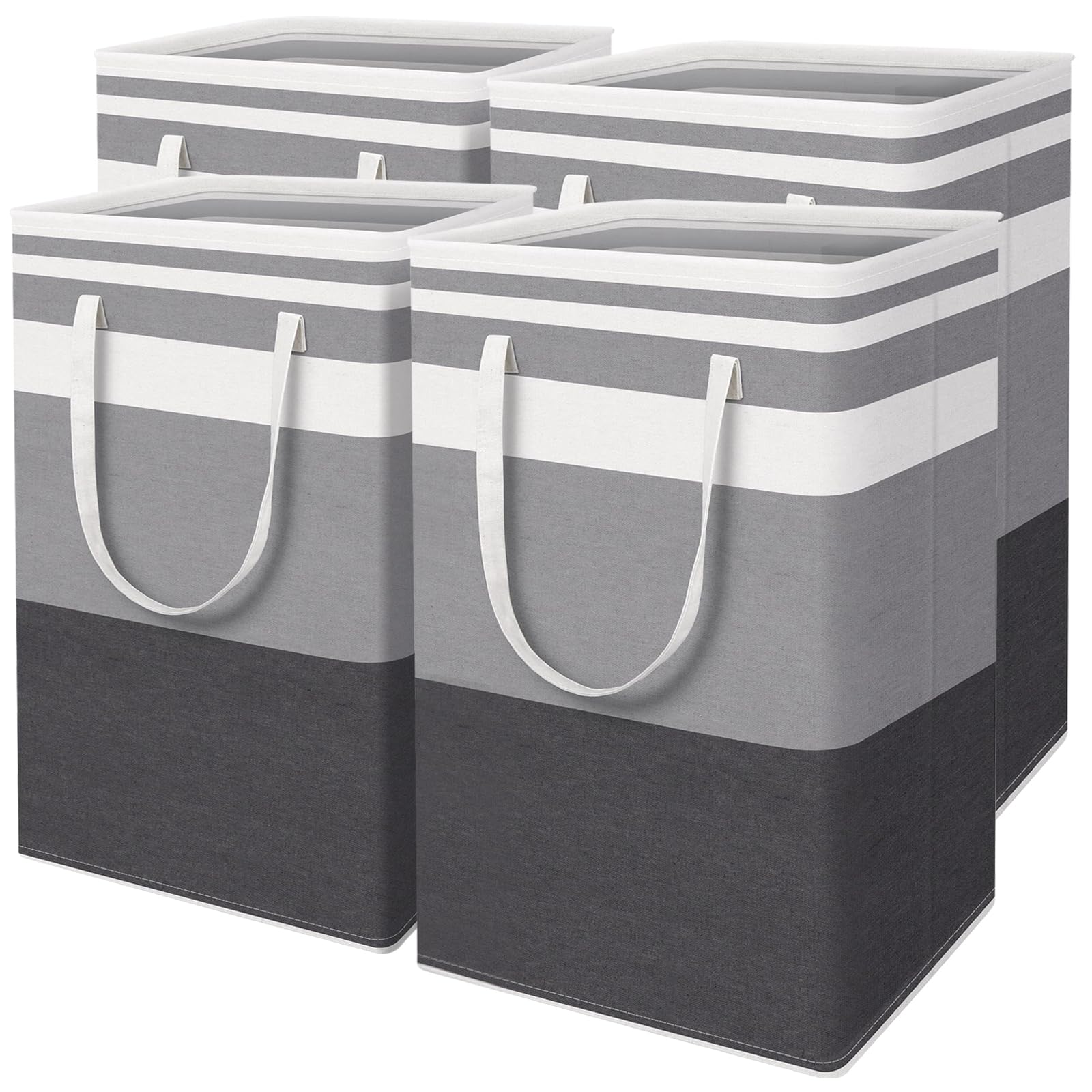 DZOMK 4-Pack Large Laundry Basket,75L Collapsible Large Laundry Baskets with Easy Carry Handles Freestanding Waterproof Clothes Hamper Storage Basket for Toys Clothes Organizer(Gradient Grey)