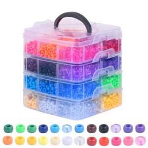 simetufy 4200pcs pony beads, beads for bracelets making, multi-colored hair beads for hair braids, 24 assorted colors kandi friendship bracelet beads for craft, jewelry making, chirstmas gifts (boxed)