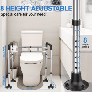 UGarden FSA/HSA Eligible Toilet Safety Rail, 380LB Stainless Steel Toilet Frame with Padded Handles&Paper Holder, Adjustable Detachable Handicap Toilet Rails, Foldable Toilet Support Frame for Elderly