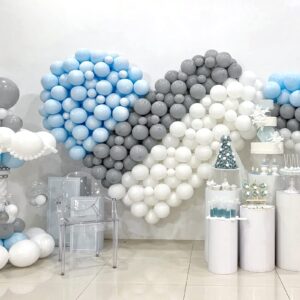 RUBFAC 154pcs Gray Balloons Different Sizes 18 12 10 5 Inches for Garland Arch, Premium Gray Latex Balloons for Birthday Baby Shower Graduation Wedding Anniversary Party Decorations