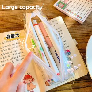 ONEDIGI 3pcs Clear PVC Zipper Pencil Bag Toiletries Exam Pen Pencil Pouch Case Travel Luggage Make up Cosmetic Bag Teens Portable Desk Organizer Pencil Pouch for School & Stationery Supplies(Clear)